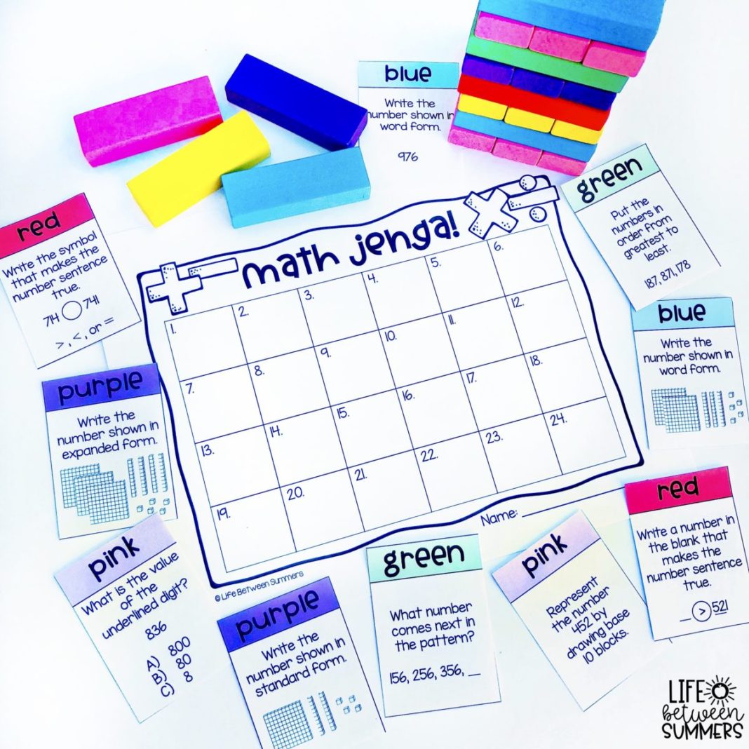 Jenga Game Cards: Engaging Math & Literacy Center Activities for the ...