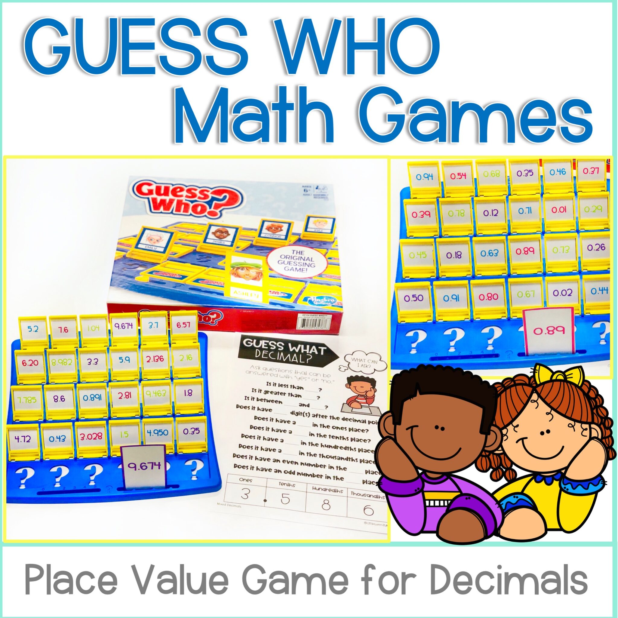 GUESS WHO Mystery Number Game Cards for Decimal Place Value Practice ...