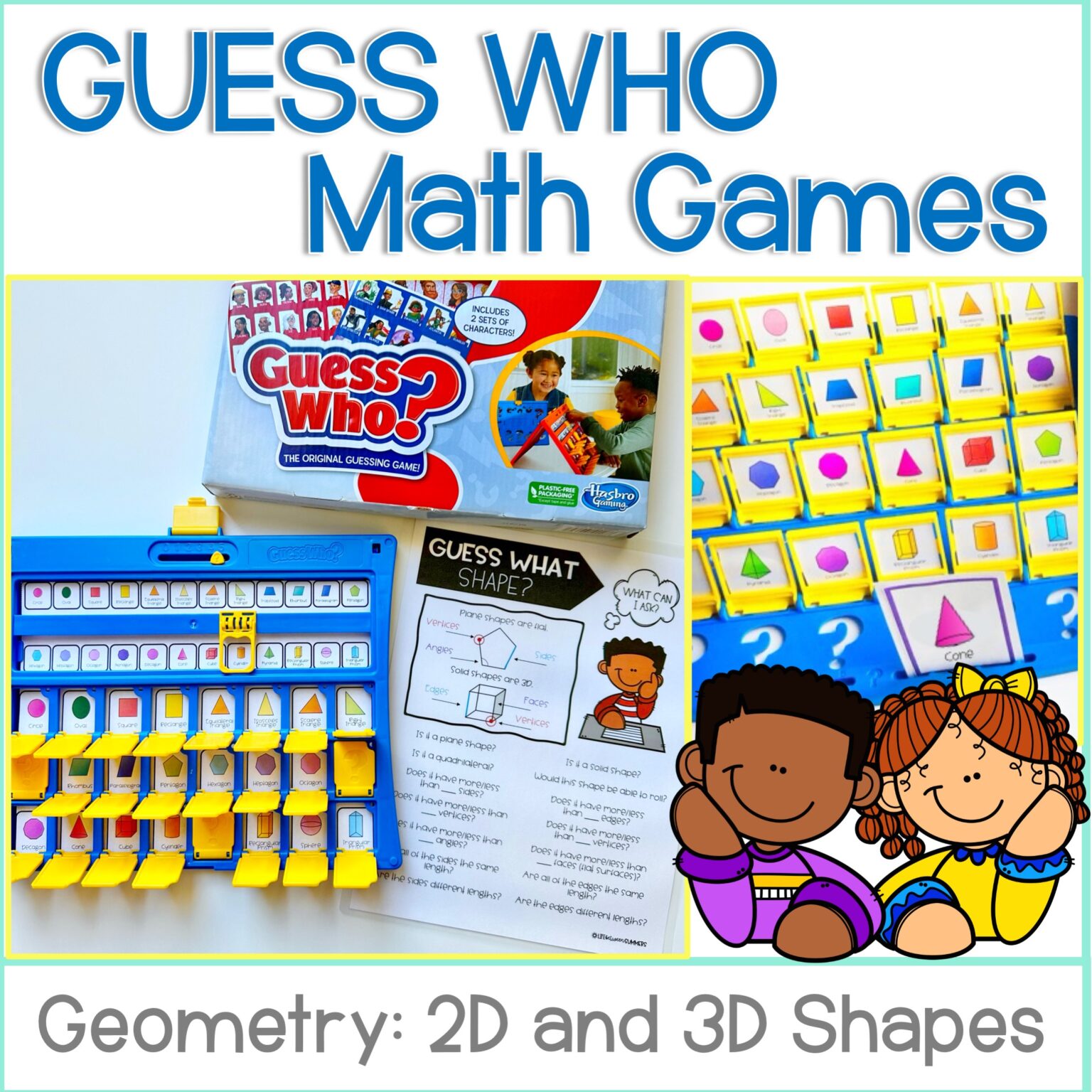GUESS WHO Geometry Game for Plane and 3D Shape Practice - Life Between ...