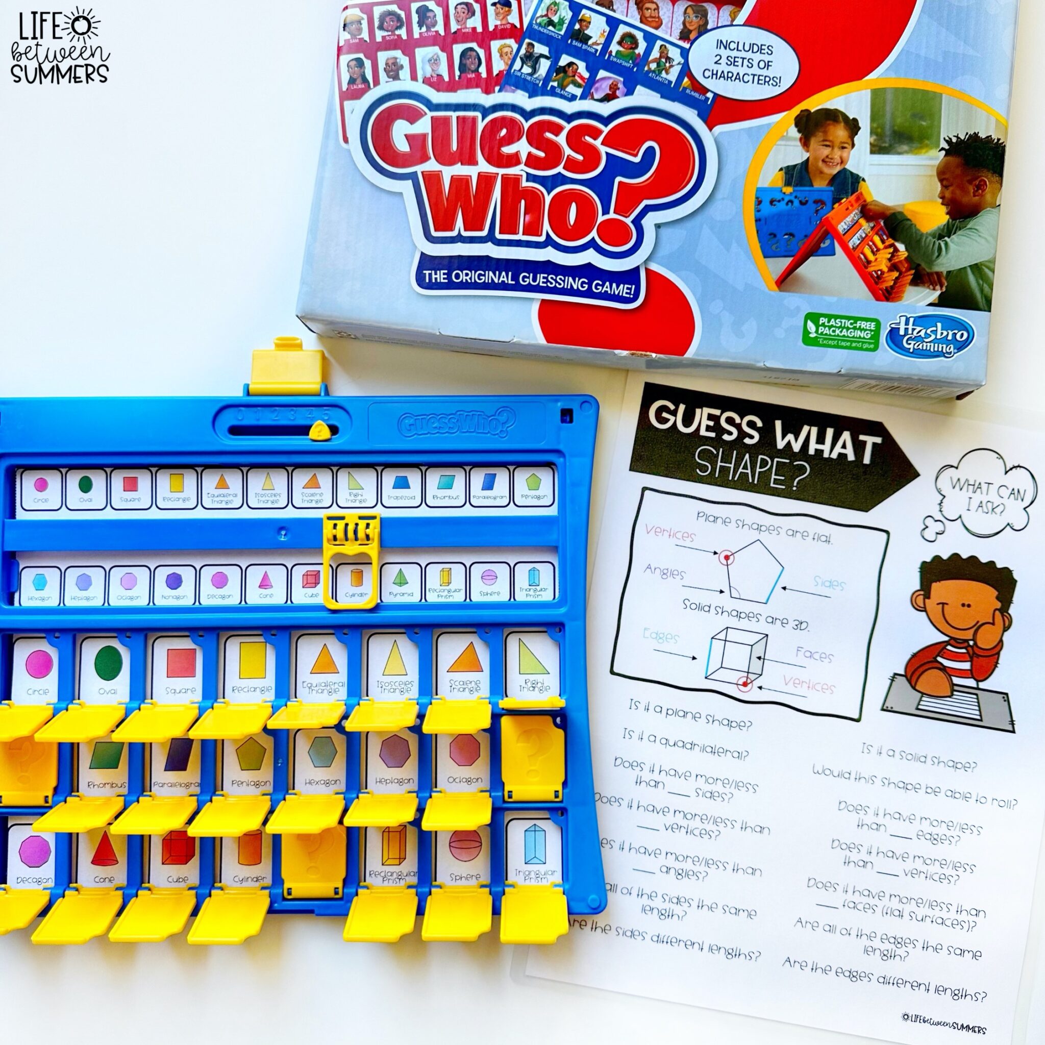 GUESS WHO Geometry Game for Plane and 3D Shape Practice - Life Between ...