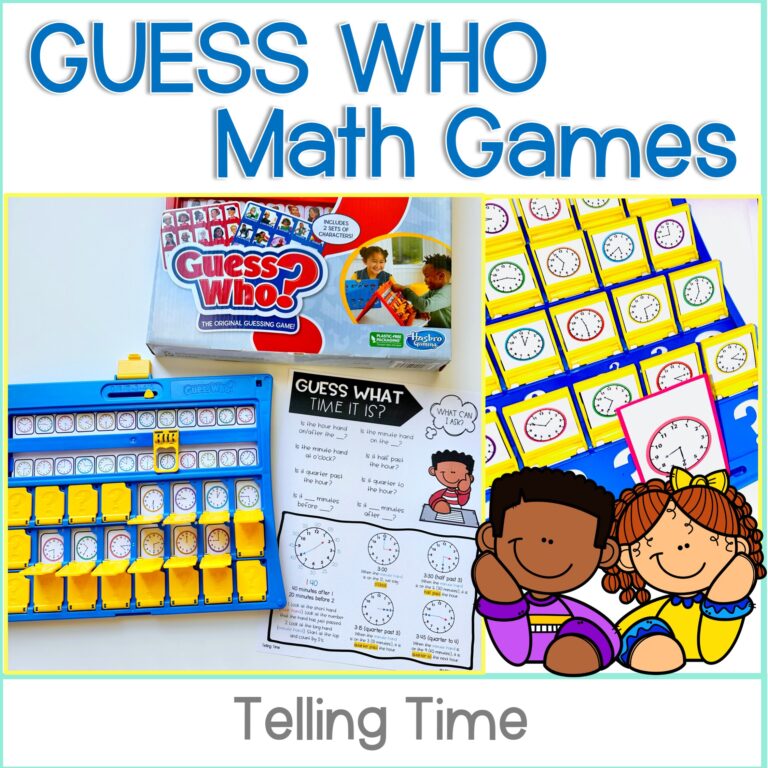GUESS WHO Math Game for Telling Time - Life Between Summers