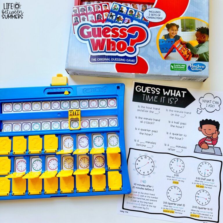 GUESS WHO Math Game for Telling Time - Life Between Summers