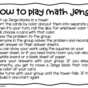 Math Jenga Game Cards for Subtraction within 20 with Ten Frames - Life ...