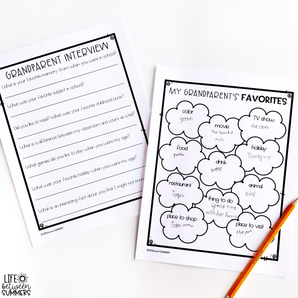 Grandparents Day Gift Book and Interview Questions - Life Between Summers