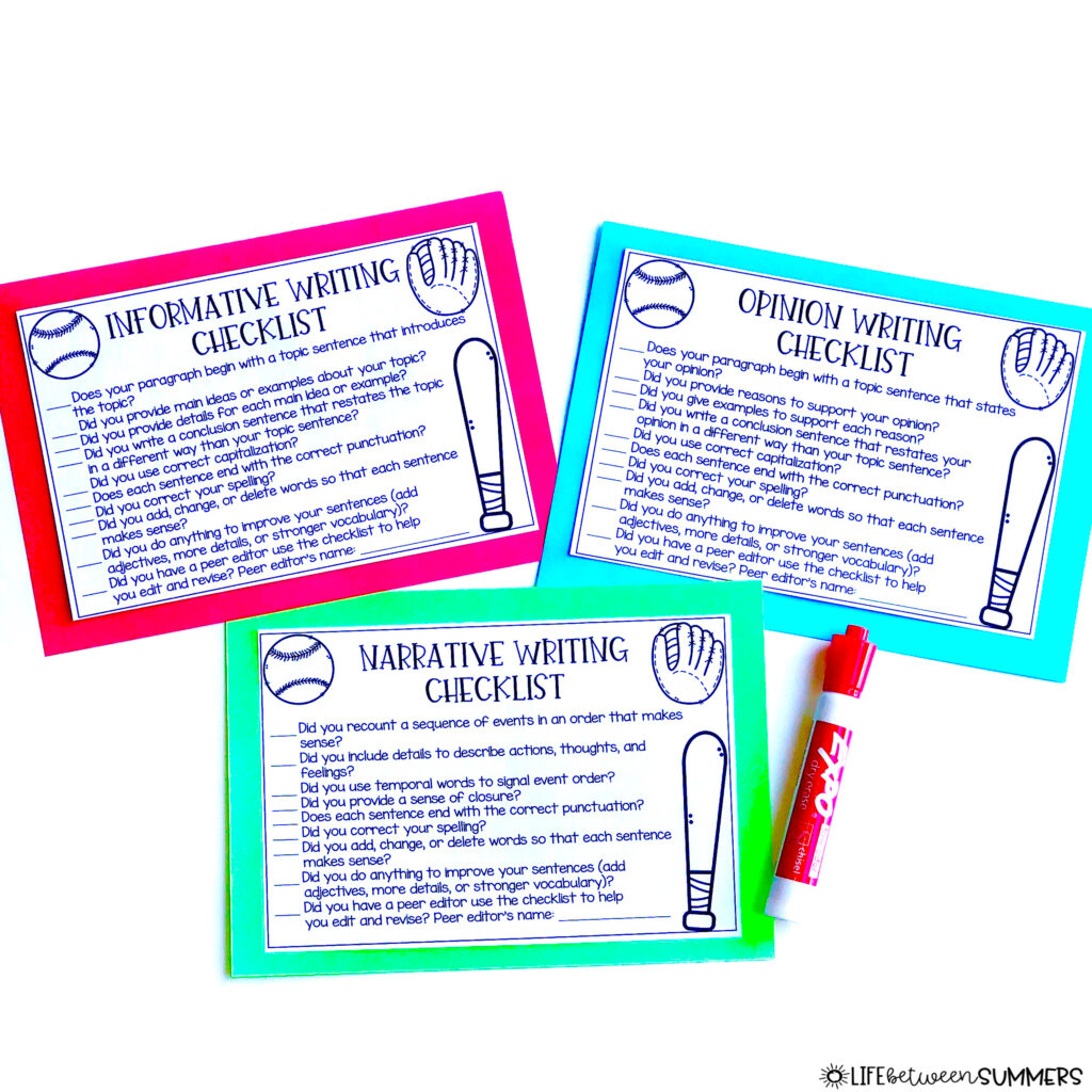 student-self-editing-checklists - Life Between Summers