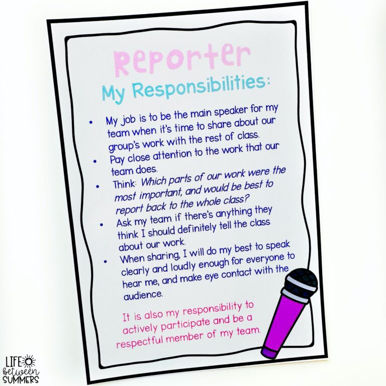 Student Job Role Cards for Small Group Activities - Life Between Summers